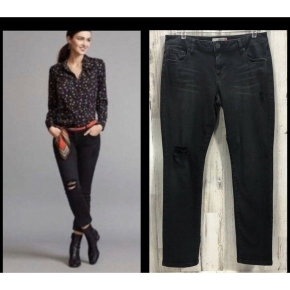 CAbi | Pants & Jumpsuits | Cabi 3387 Slim Boyfriend Black Distressed ...